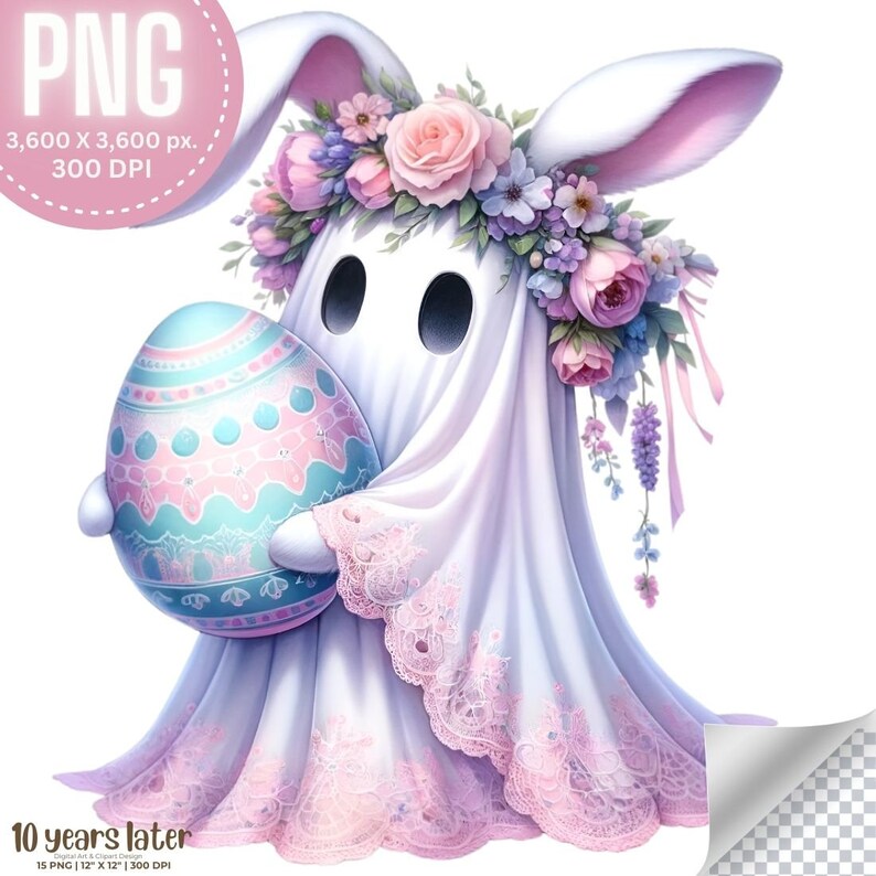 Sweet Pinky Cute Easter Ghost Hight Quality Clipart 15 PNG Bunny Ghost ...