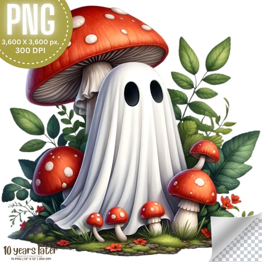 Spring Ghost Hight Quality Clipart 15 PNG Cute Ghost Spring Garden ...