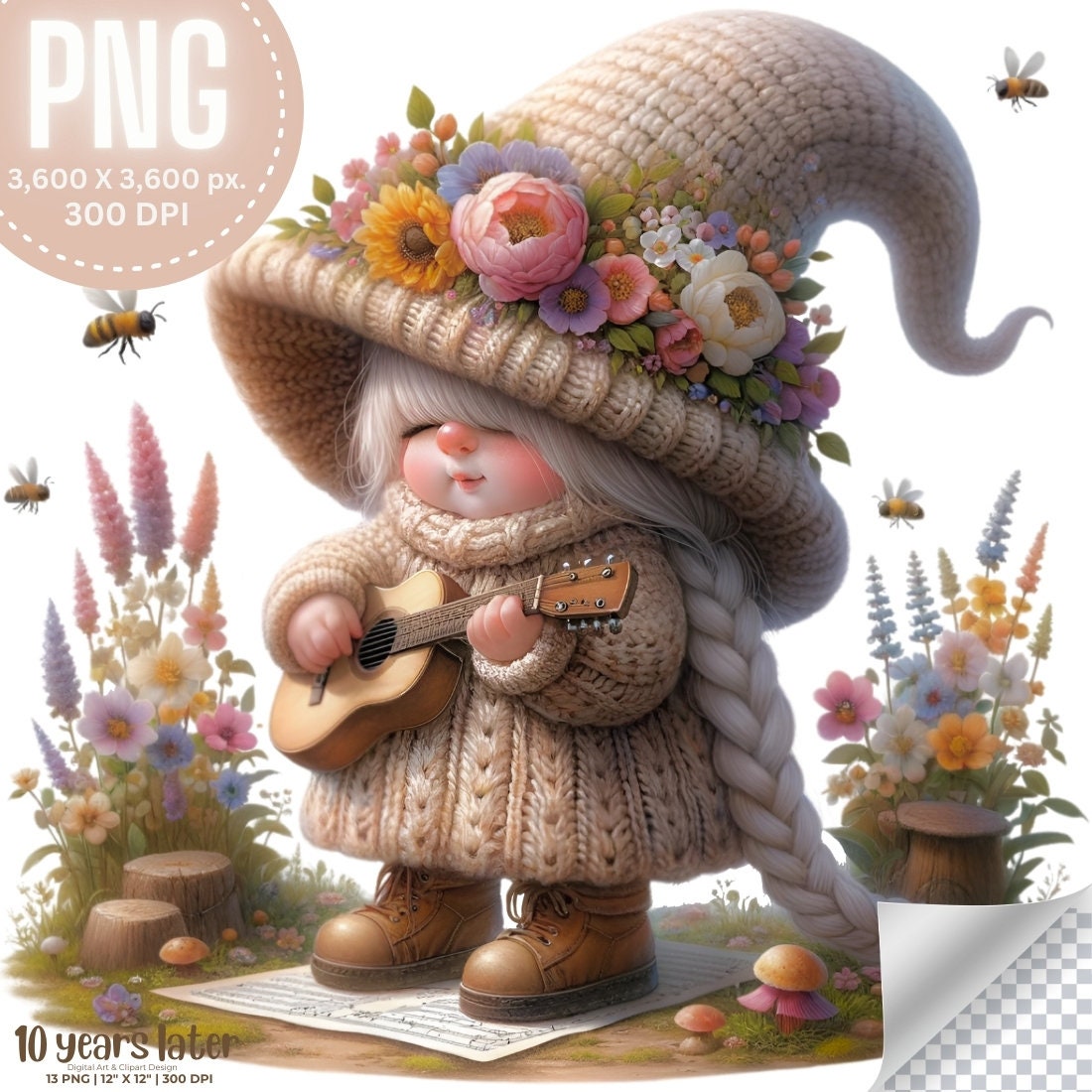 Dreaming Floral Girl Gnome High Quality 13 Clipart Spring Garden Female ...