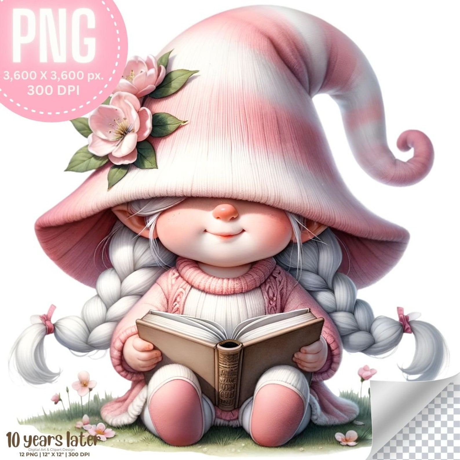 Cherry Blossom Girl Gnome! Watercolor Female Gnome High Quality 12 Pngs ...
