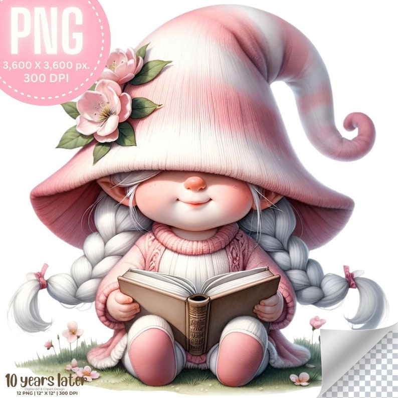 Cherry Blossom Girl Gnome! Watercolor Female Gnome High Quality 12 Pngs ...
