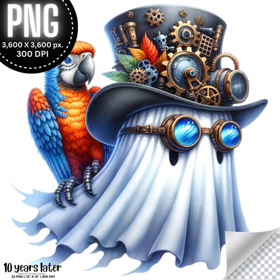 Steampunk Ghost Hight Quality Clipart 22 PNG Cute Ghost Steampunk Clipart, Steampunk PNG ...