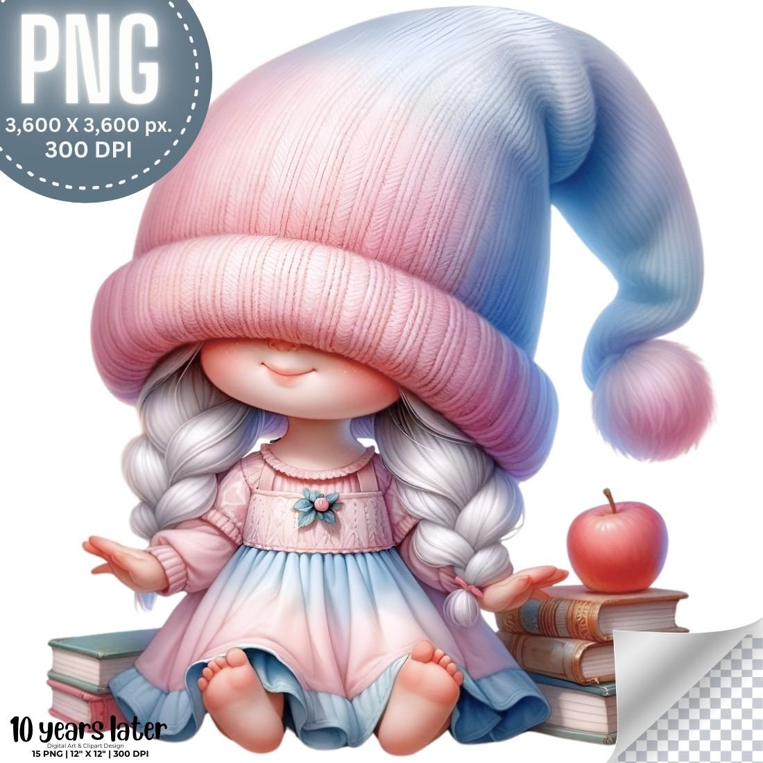 Book Reading Girl Gnome Clip Arts 16 Pngs Cute Female Gnome Clip Arts ...