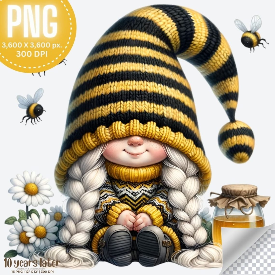 Bumblebee Girl Gnome! Watercolor Female Gnome High Quality Clipart 16 ...