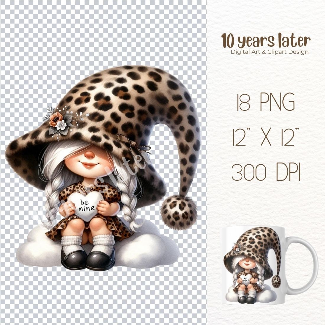 Leopard Girl Gnome on Valentine's Day Clipart Leopard Gnome PNG ...