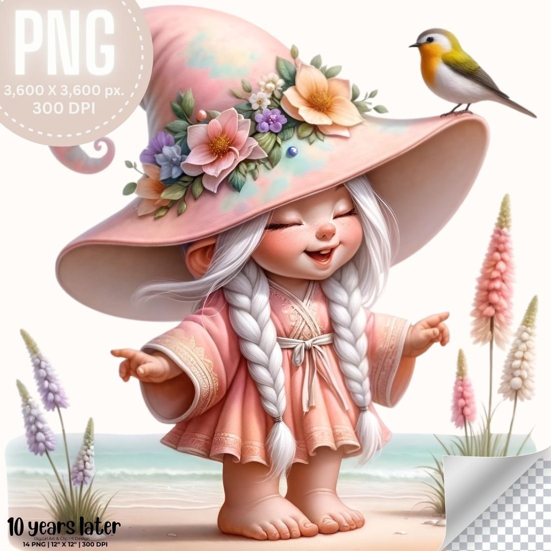 Afternoon Tea of Girl Gnome Clip Arts 14 Pngs Cute Female Gnome ...