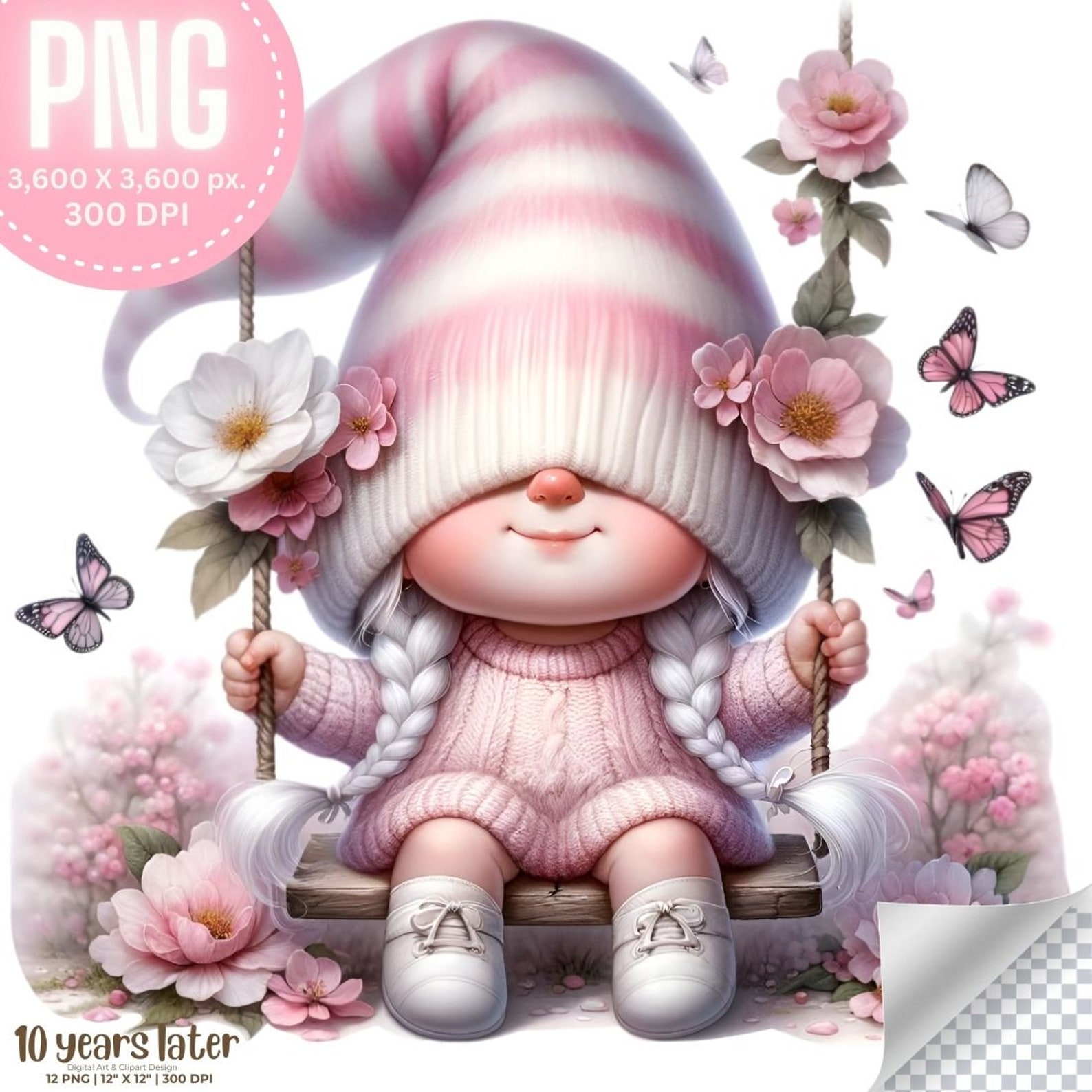 Cherry Blossom Girl Gnome! Watercolor Female Gnome High Quality 12 Pngs ...