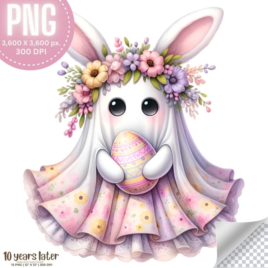 Sweet Pinky Cute Easter Ghost Hight Quality Clipart 15 PNG | Bunny ...