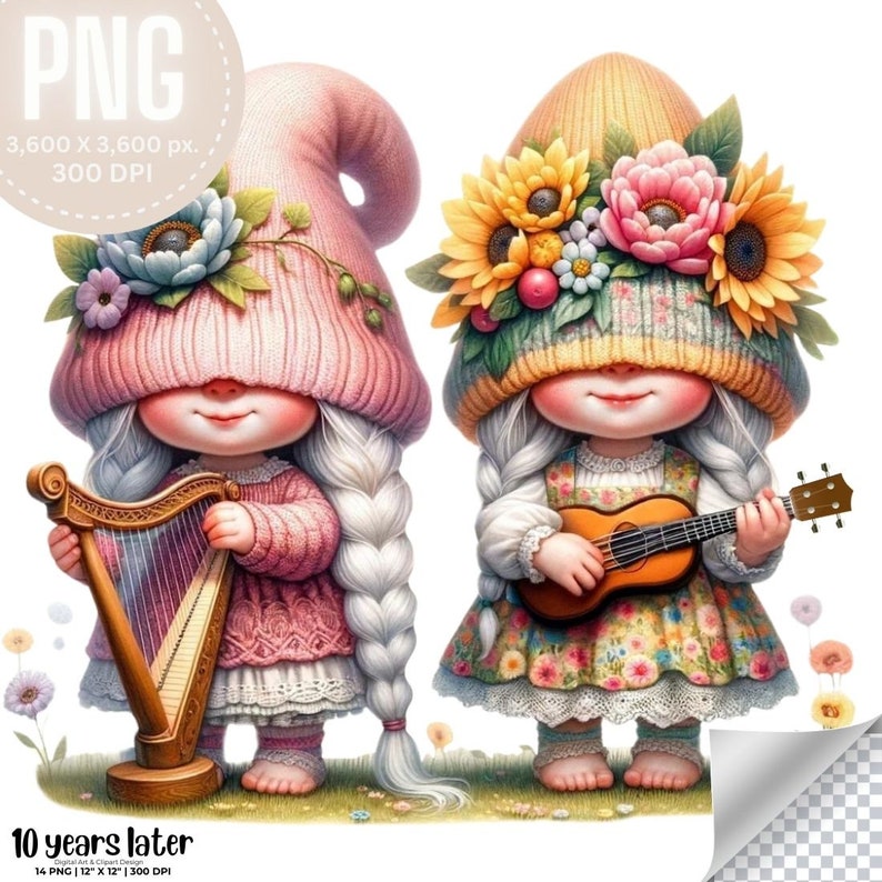 Spring Summer Girl Gnomes Digital Clipart Collection 14 Pngs ...