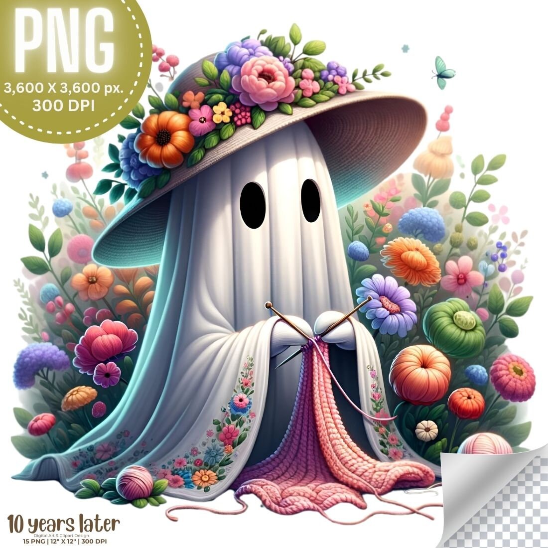 Spring Ghost Hight Quality Clipart 15 PNG Cute Ghost Spring Garden ...