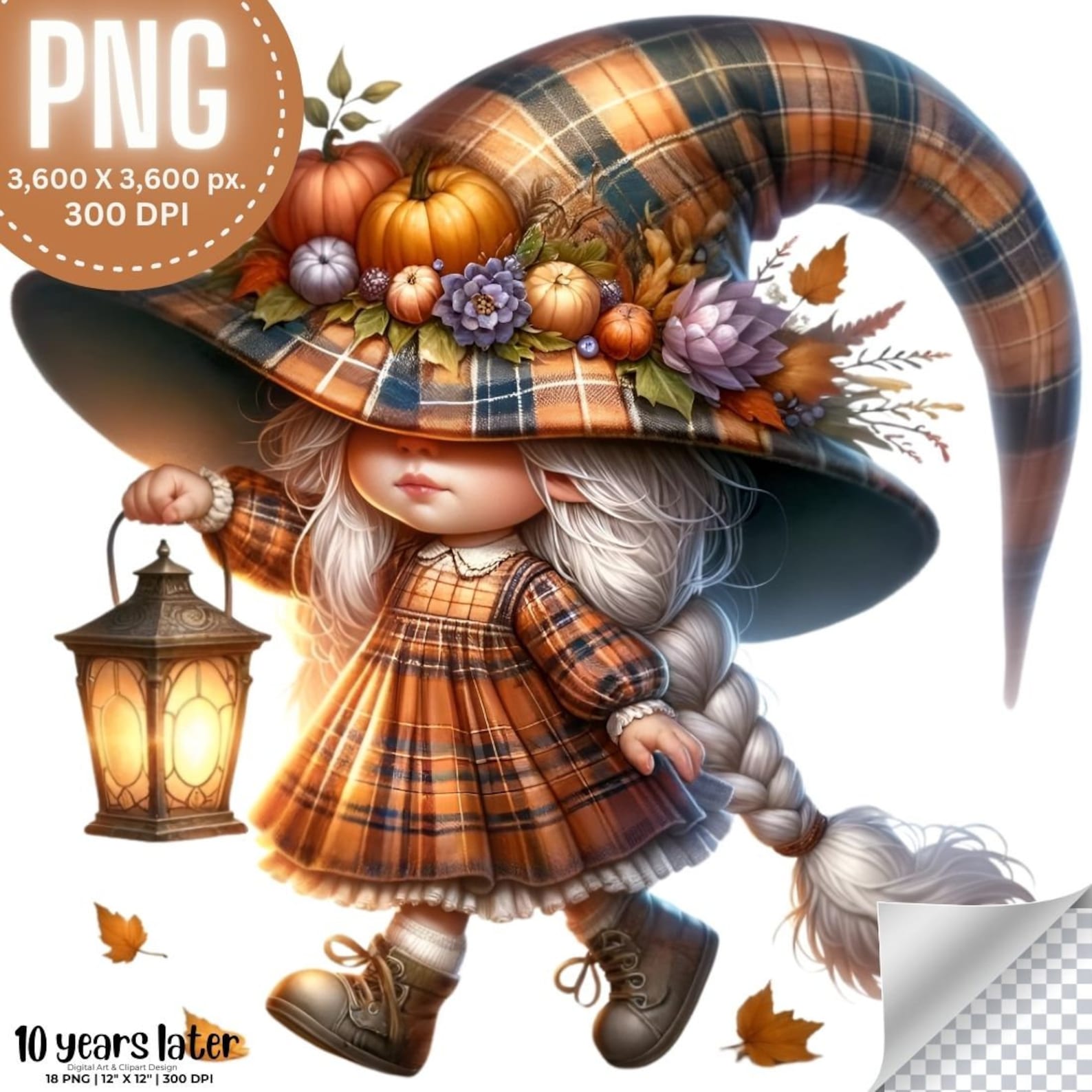 Harvest Autumn Girl Gnome Clip Arts 18 PNG | Cute Female Gnome ...