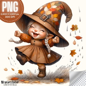 Fall Season Girl Gnome Clip Arts 15 Pngs | Cute Female Gnome Watercolor ...