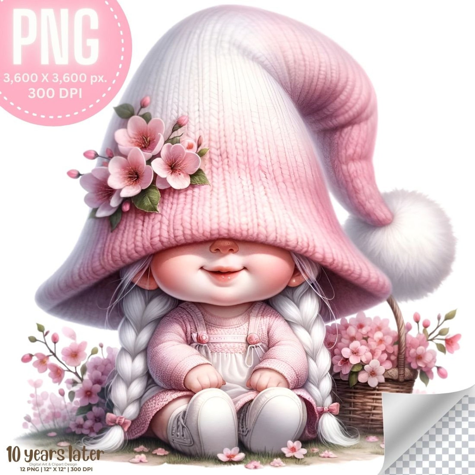 Cherry Blossom Girl Gnome! Watercolor Female Gnome High Quality 12 Pngs ...