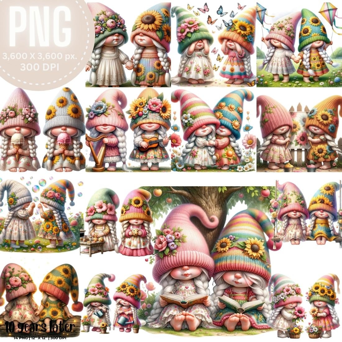 Spring Summer Girl Gnomes Digital Clipart Collection 14 Pngs ...
