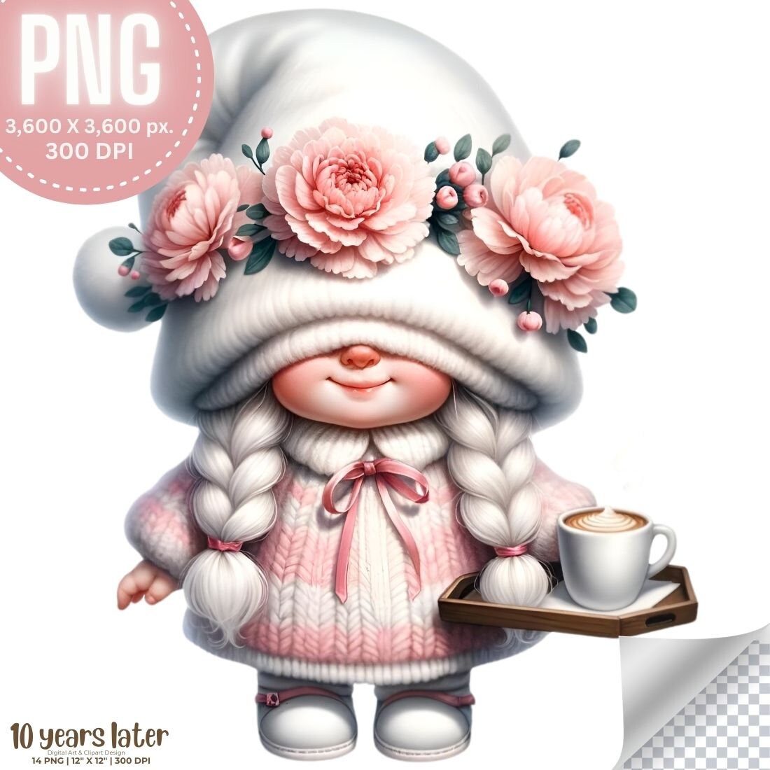 Mother's Day Pink Carnations Baby Girl Gnome Watercolor Female Gnome ...