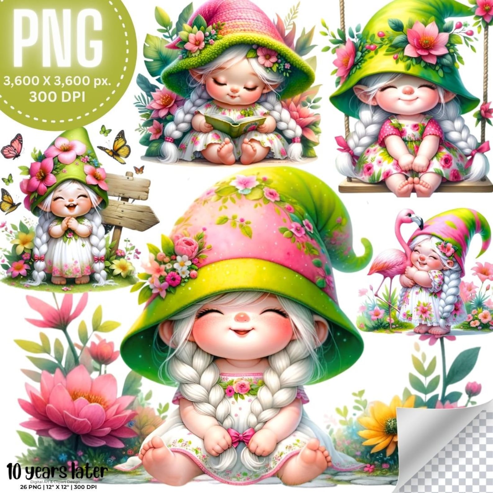 Tropical Girl Gnome 26 High-quality Pngs | Cute Female Gnome, Summer ...
