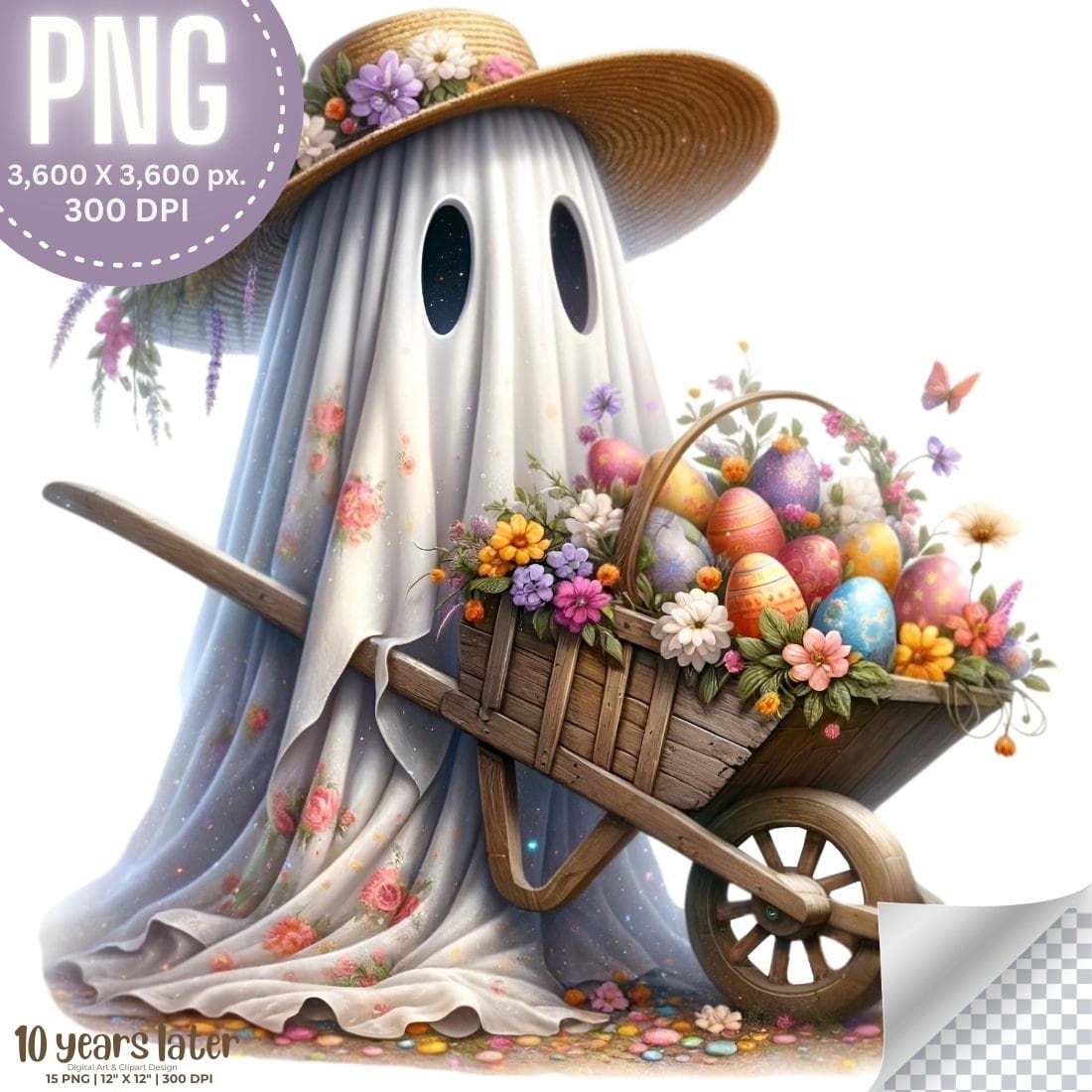 Easter Ghost Hight Quality Clipart 15 PNG Cute Ghost Easter Eggs ...