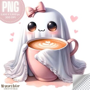 Pinky Cute Coffee Ghost Hight Quality Clipart 15 PNG | Watercolor Pink ...