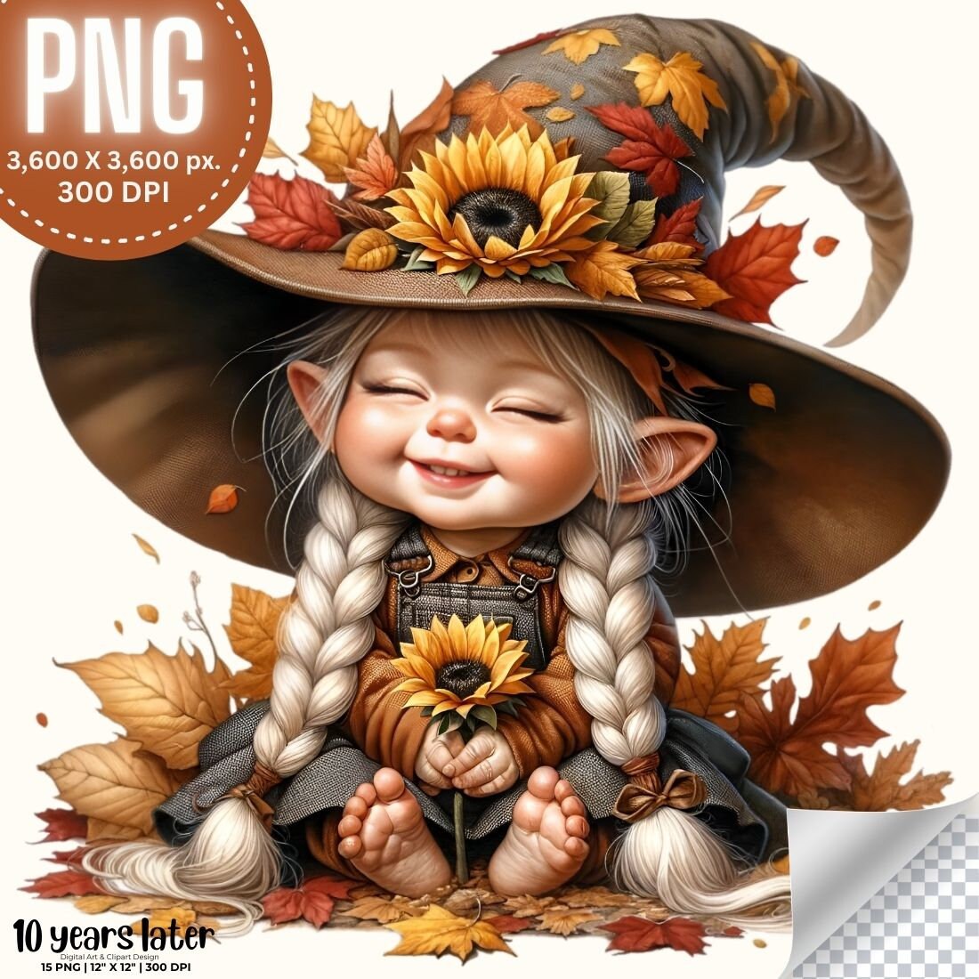 Fall Season Girl Gnome Clip Arts 15 Pngs Cute Female Gnome Watercolor ...