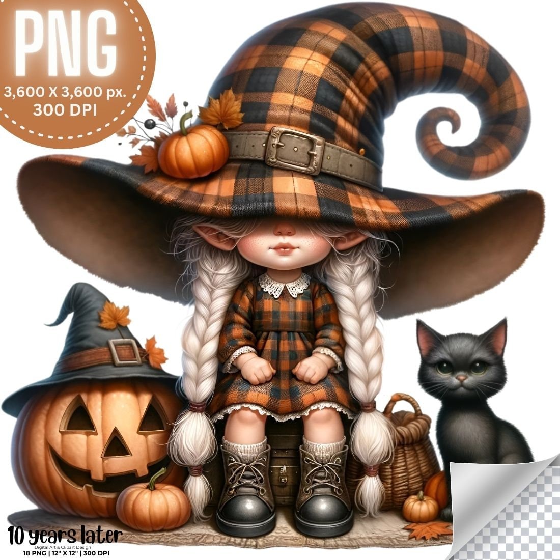 Harvest Autumn Girl Gnome Clip Arts 18 PNG Cute Female Gnome Watercolor ...
