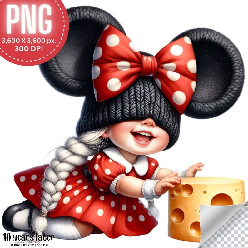 Mice Girl Gnome Clip Arts 21 Pngs Cute Female Gnome Watercolor, Mouse ...