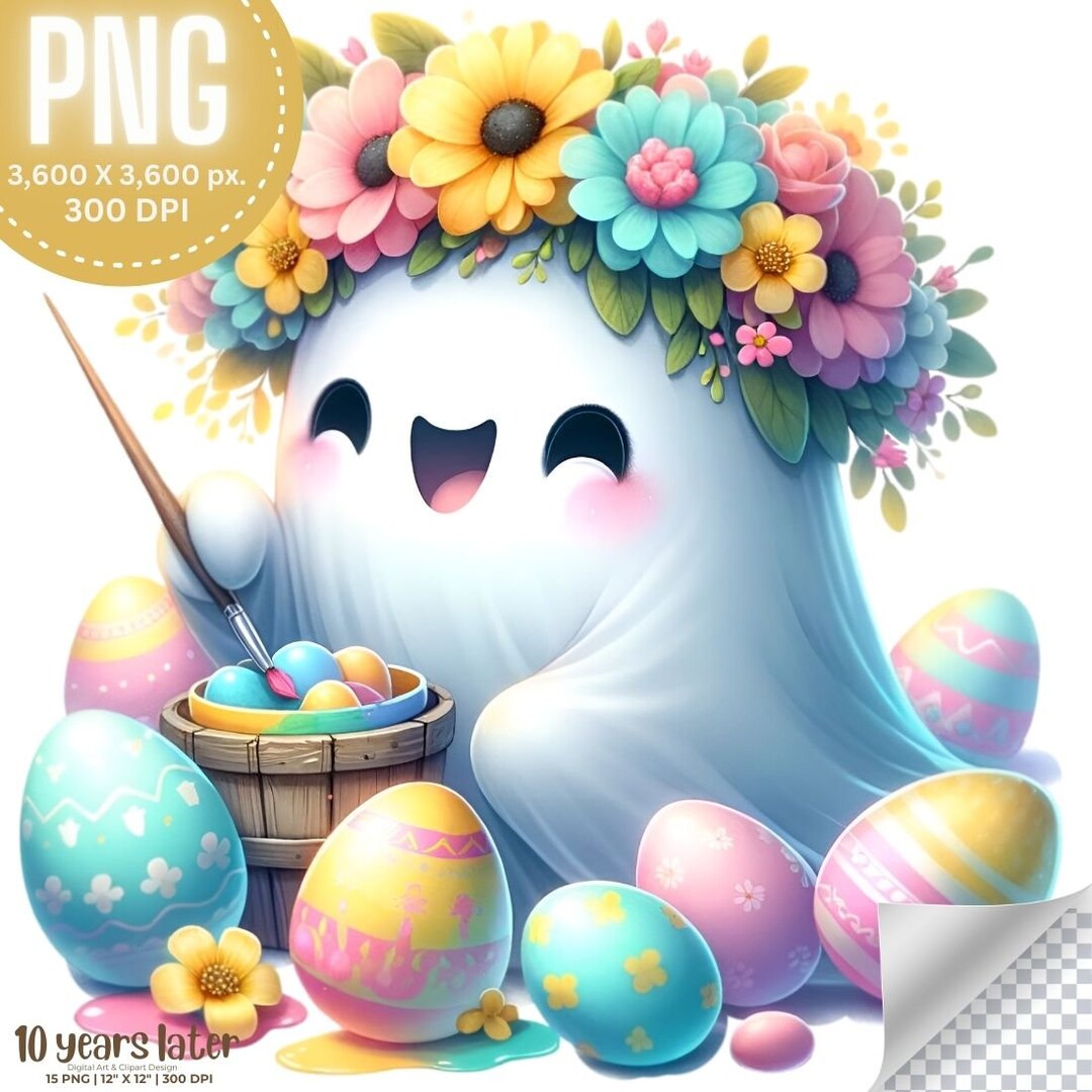 Pastel Cute Easter Ghost Hight Quality Clipart 15 PNG Bunny Ghost Clipart, Pink Ghost PNG ...