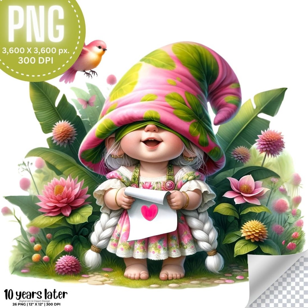 Tropical Girl Gnome 26 High-quality Pngs | Cute Female Gnome, Summer ...