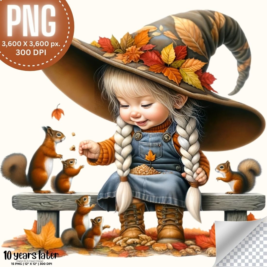Fall Season Girl Gnome Clip Arts 15 Pngs Cute Female Gnome Watercolor ...