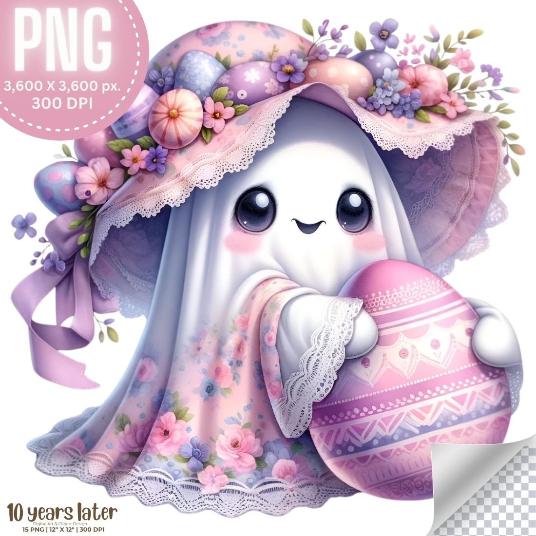 Sweet Pinky Cute Easter Ghost Hight Quality Clipart 15 PNG Bunny Ghost ...