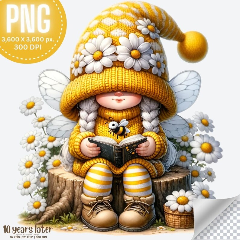 Bumblebee Girl Gnome! Watercolor Female Gnome High Quality Clipart 16 ...