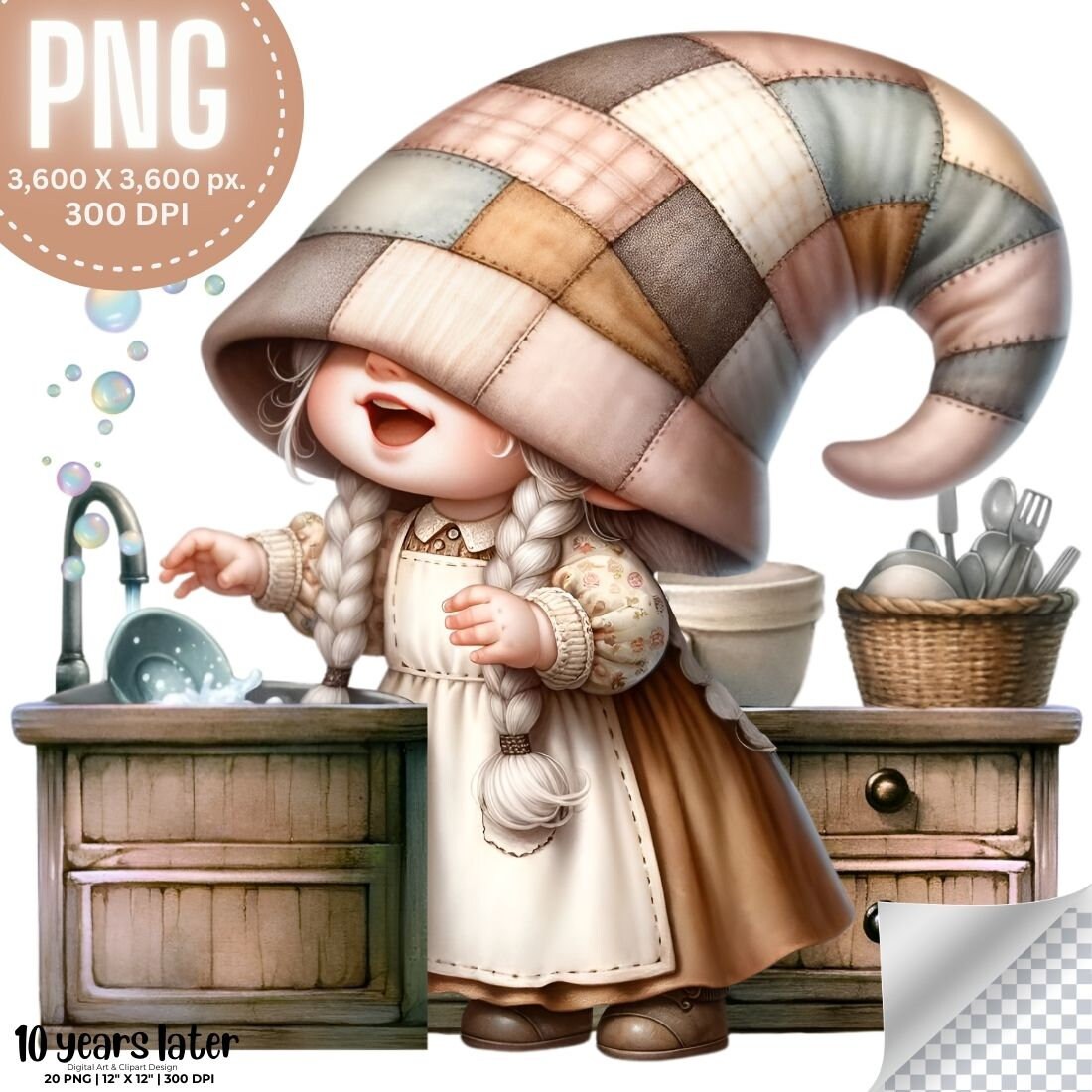 Housekeeping & Cleaning Girl Gnomes 20 High Quality Pngs | Cute Female ...