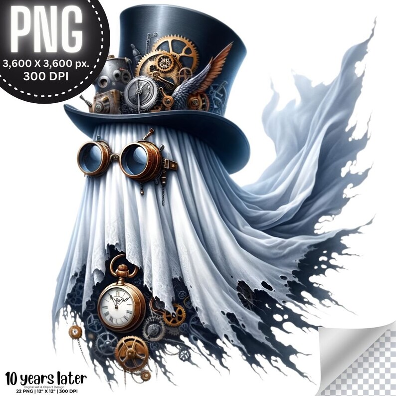 Steampunk Ghost High Quality Clipart 22 PNG Cute Ghost Steampunk Clipart, Steampunk PNG Graphics ...