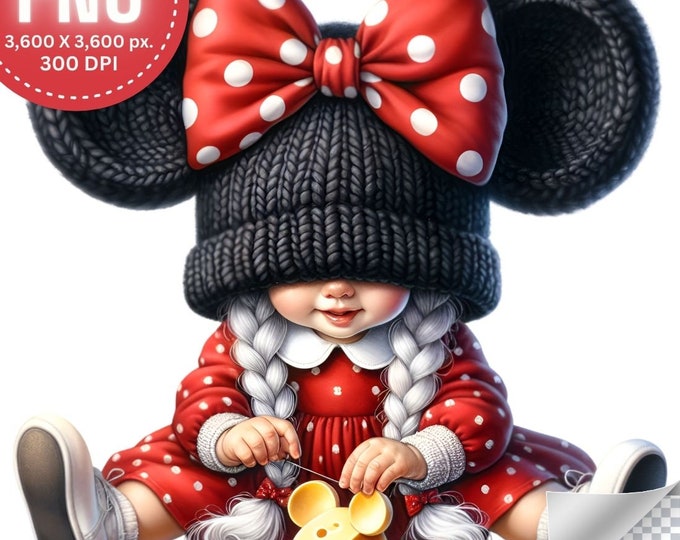 Mice Girl Gnome Clip Arts 21 Pngs | Cute Female Gnome Watercolor, Mouse ...
