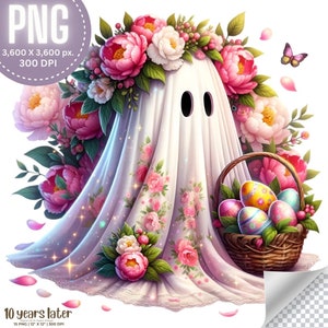 Easter Ghost Hight Quality Clipart 15 PNG | Cute Ghost Easter Eggs Clipart, Spring Ghost PNG ...