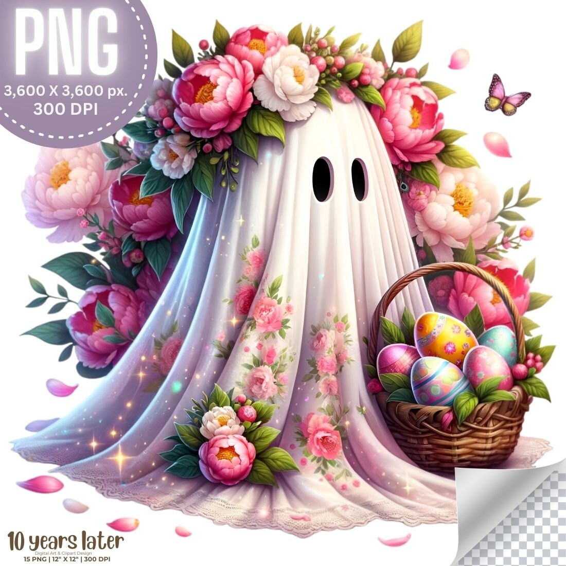 Easter Ghost Hight Quality Clipart 15 PNG Cute Ghost Easter Eggs ...