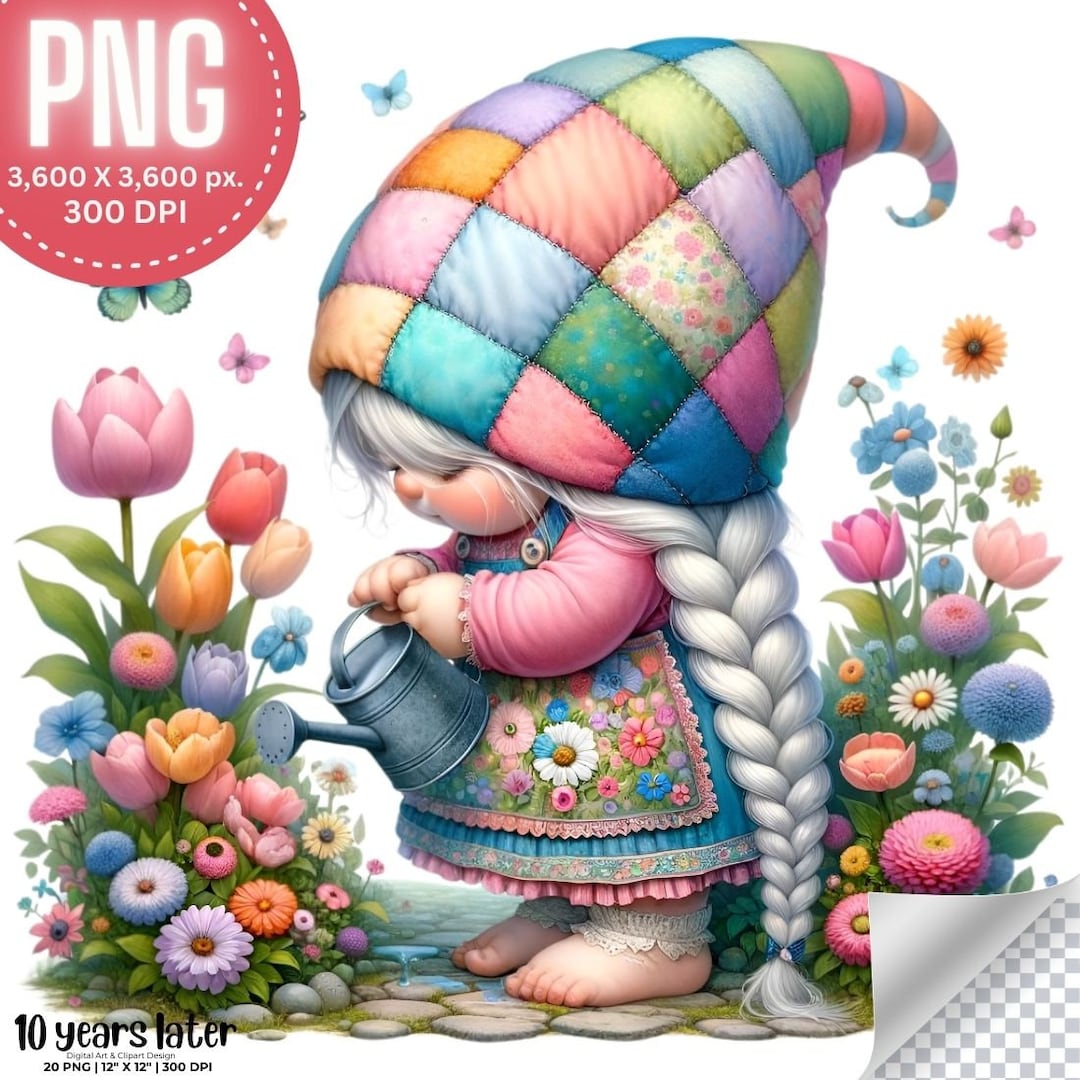Spring Girl Gnome 20 High Quality Pngs | Cute Female Gnome, Easter Girl ...