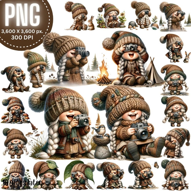 Brown Girl Gnome Clipart - Etsy