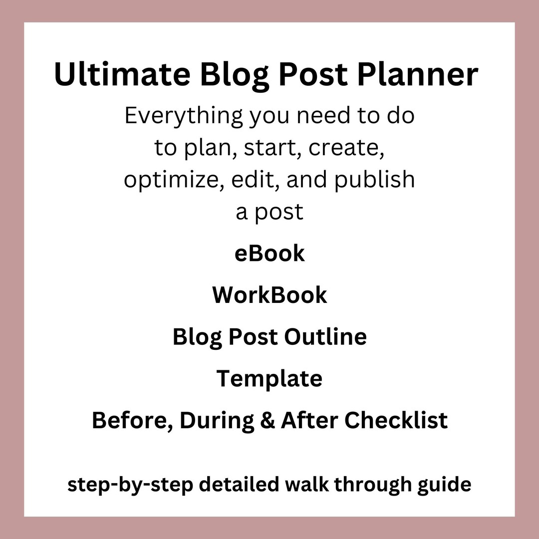 Ultimate Blog Post Planner, Write a Blog Post Workbook, Template, Blog ...