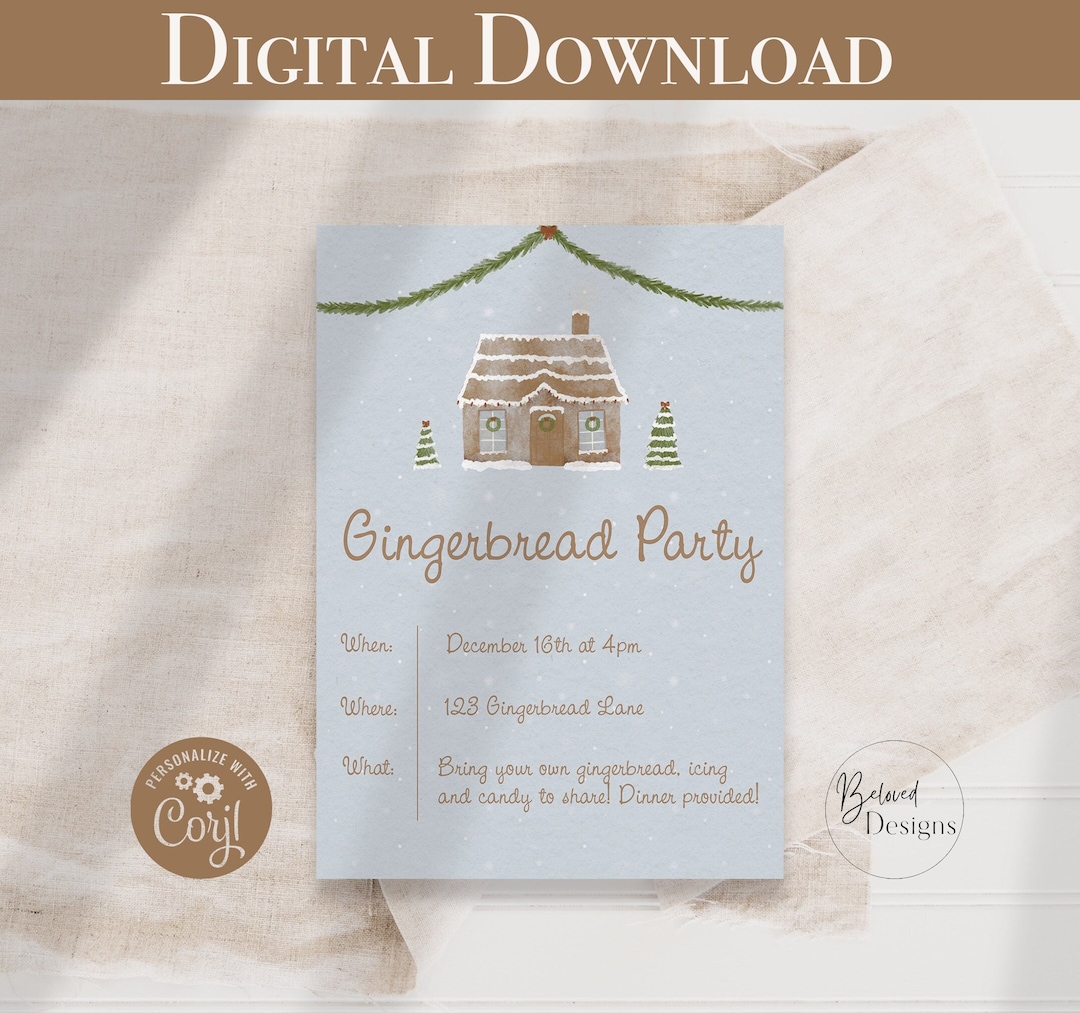 Gingerbread House Decorating Invite, Digital Invitation, Editable ...