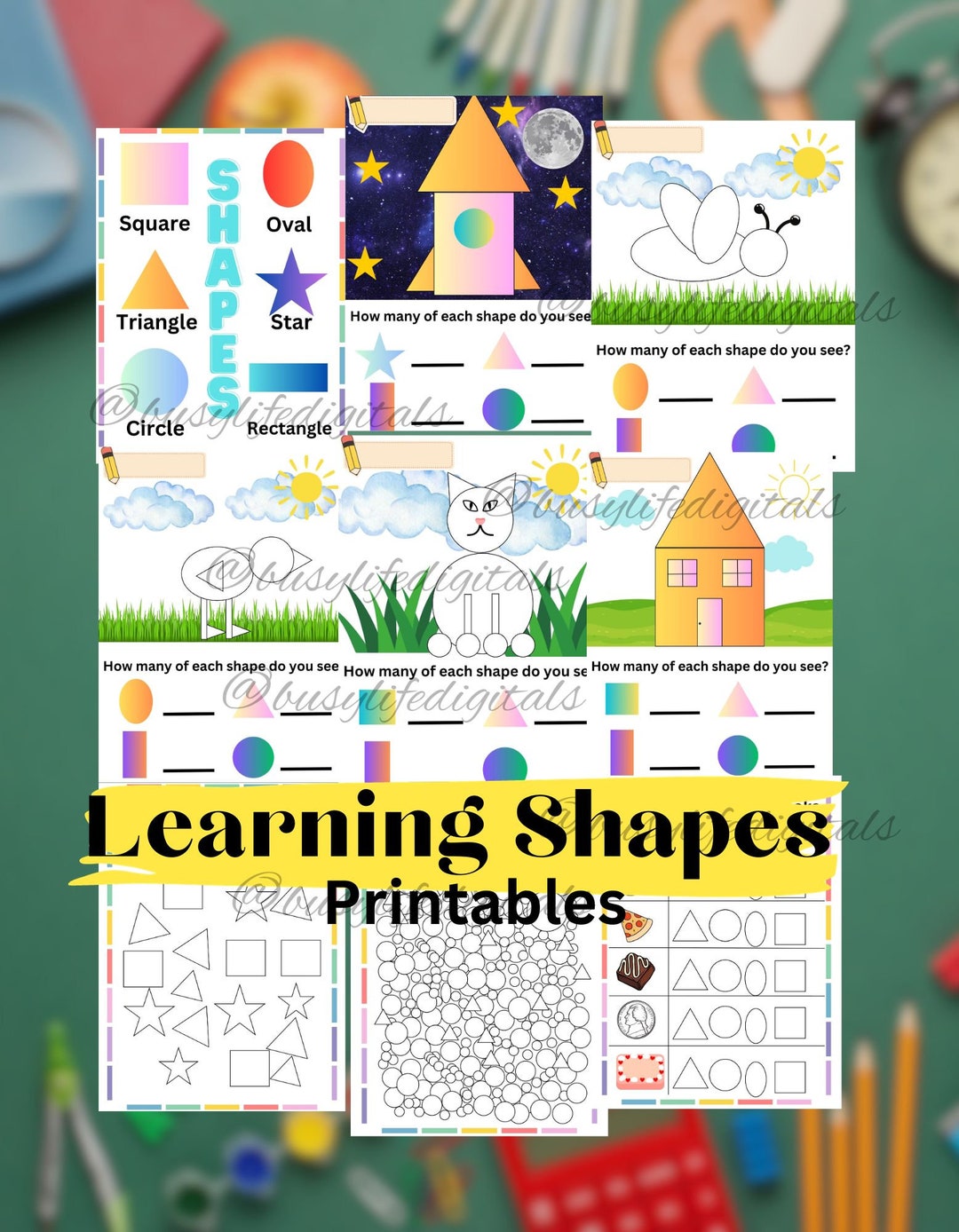 9 Printable learning Shapes Activity With Custom Clip Art for Prek ...