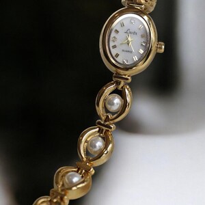Elegant Freshwater Pearl Watch, Small Face Watch, Womens Dainty Gold ...