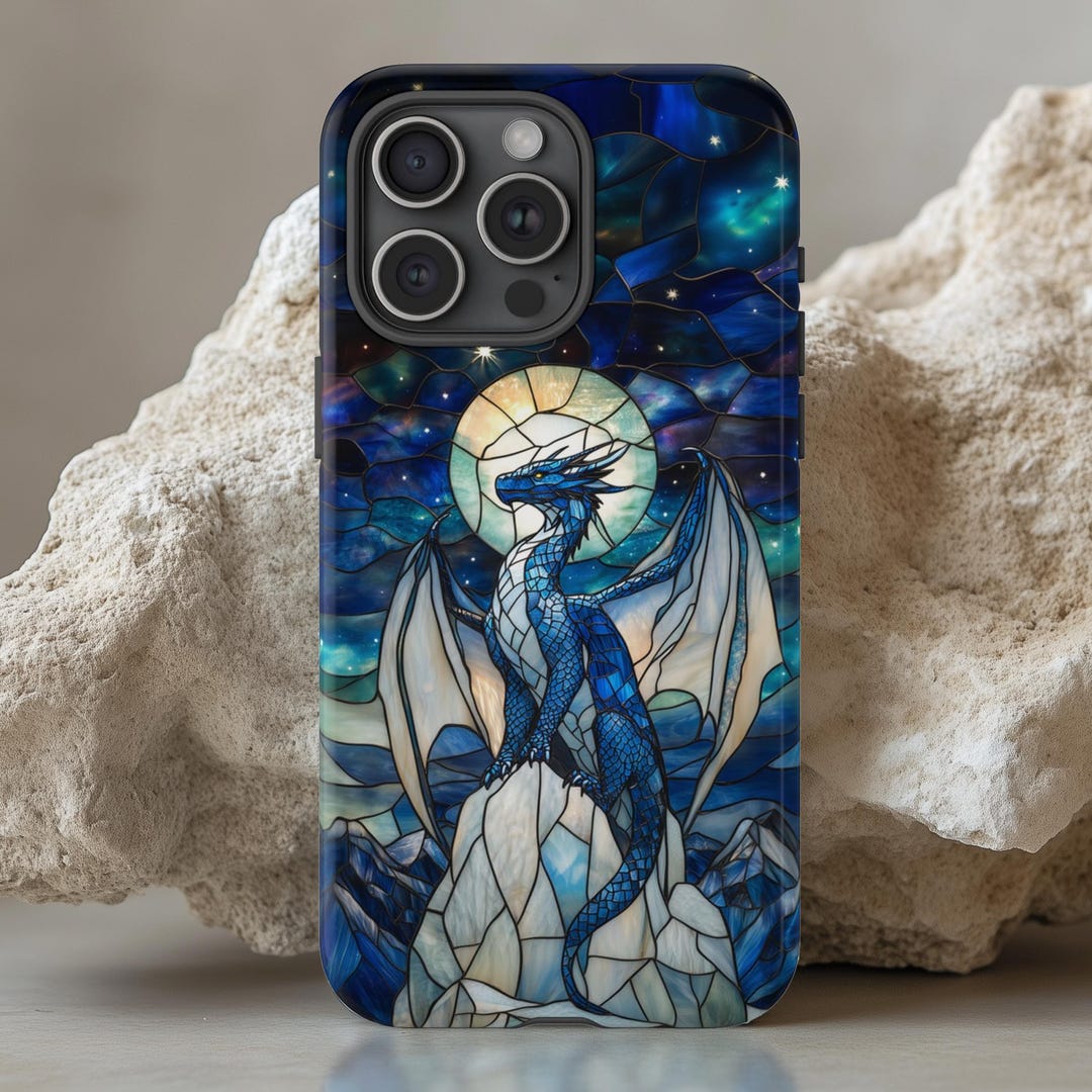Blue Ice Dragon Faux Stained Glass Phone Case - Etsy