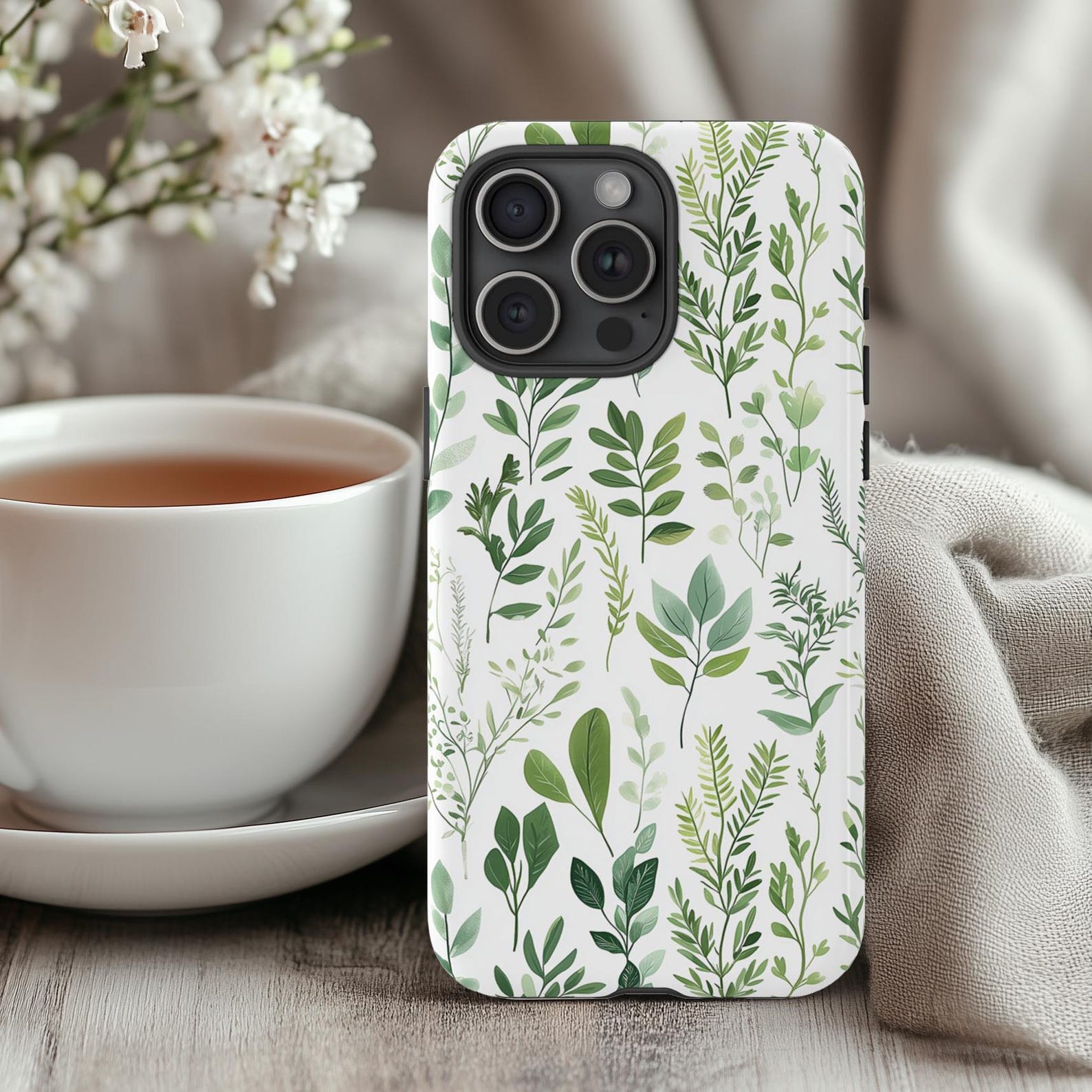 Cottage Core Floral Botanical Design Phone Case, Garden Cover, Leafy ...