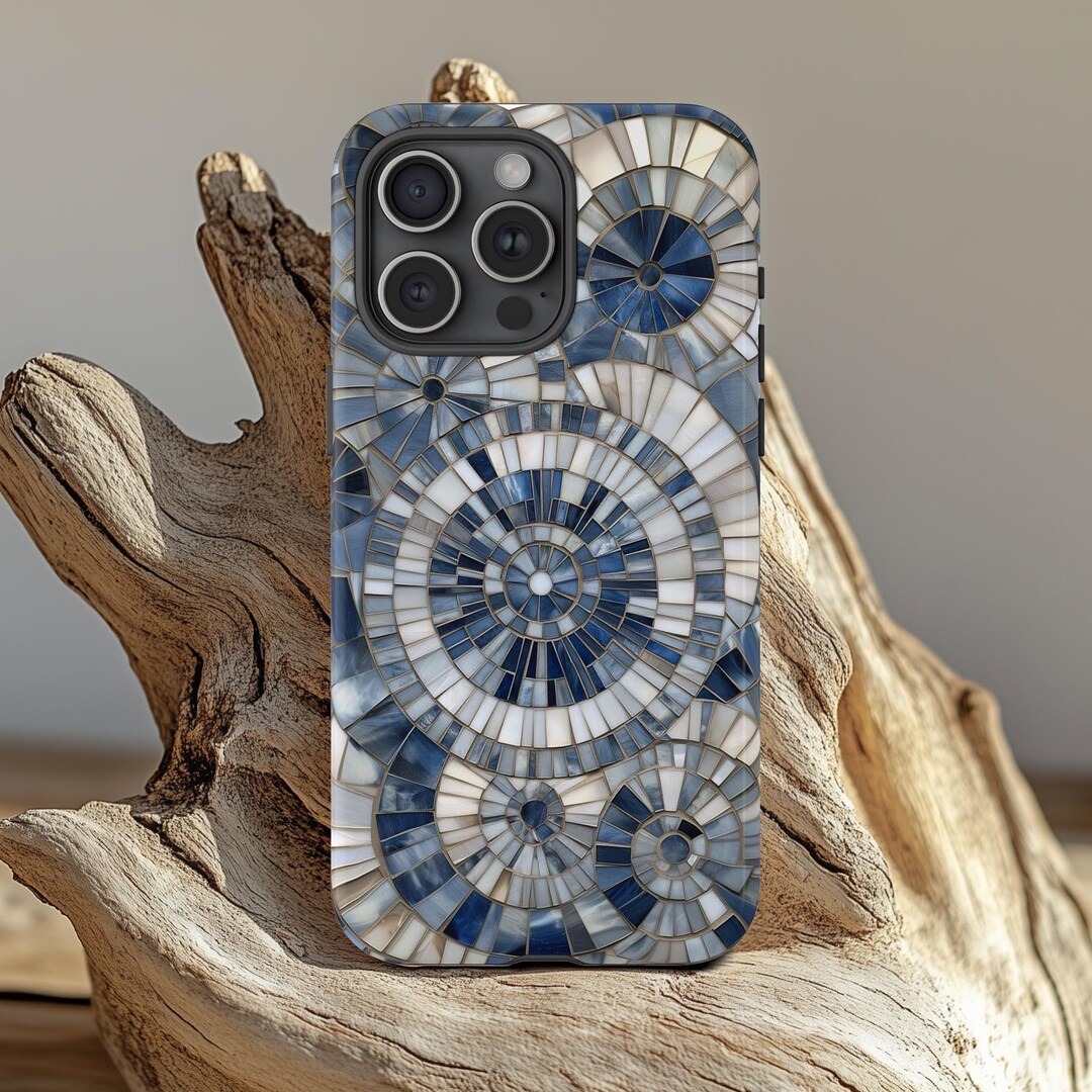 Blue Mosaic Tile Illusion Phone Case, Mediterranean Pattern, Interior ...