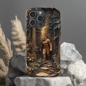Bigfoot in the Woods 3D Hand-carved Wood Effect Phone Case - UV Printed ...
