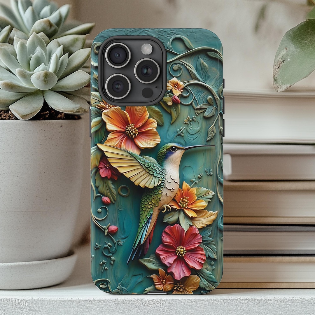 Humming Bird 3D Wood Carved Illusion Phone Case, Bird Lovers Gift ...