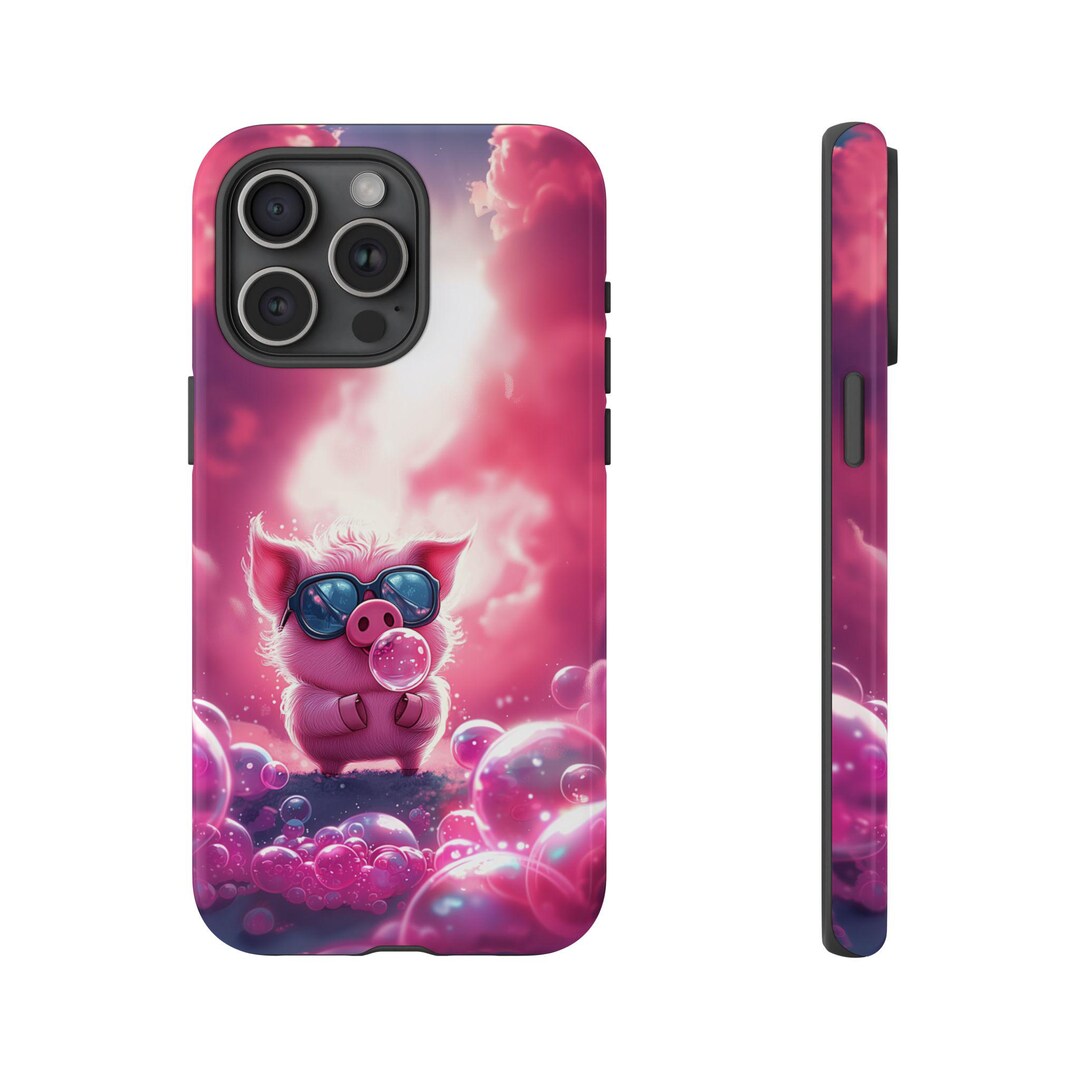 Kawaii Cute Piggy Phone Case, Pink Phone Case, Bubble Gum Case, Cute ...