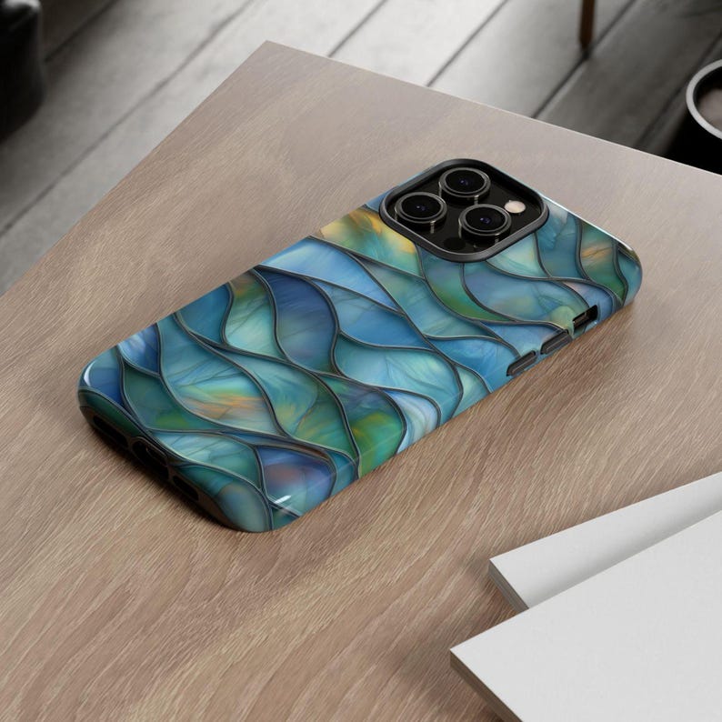 Faux Stained Glass Wave Pattern Phone Case, PRINTED, Labradorite ...