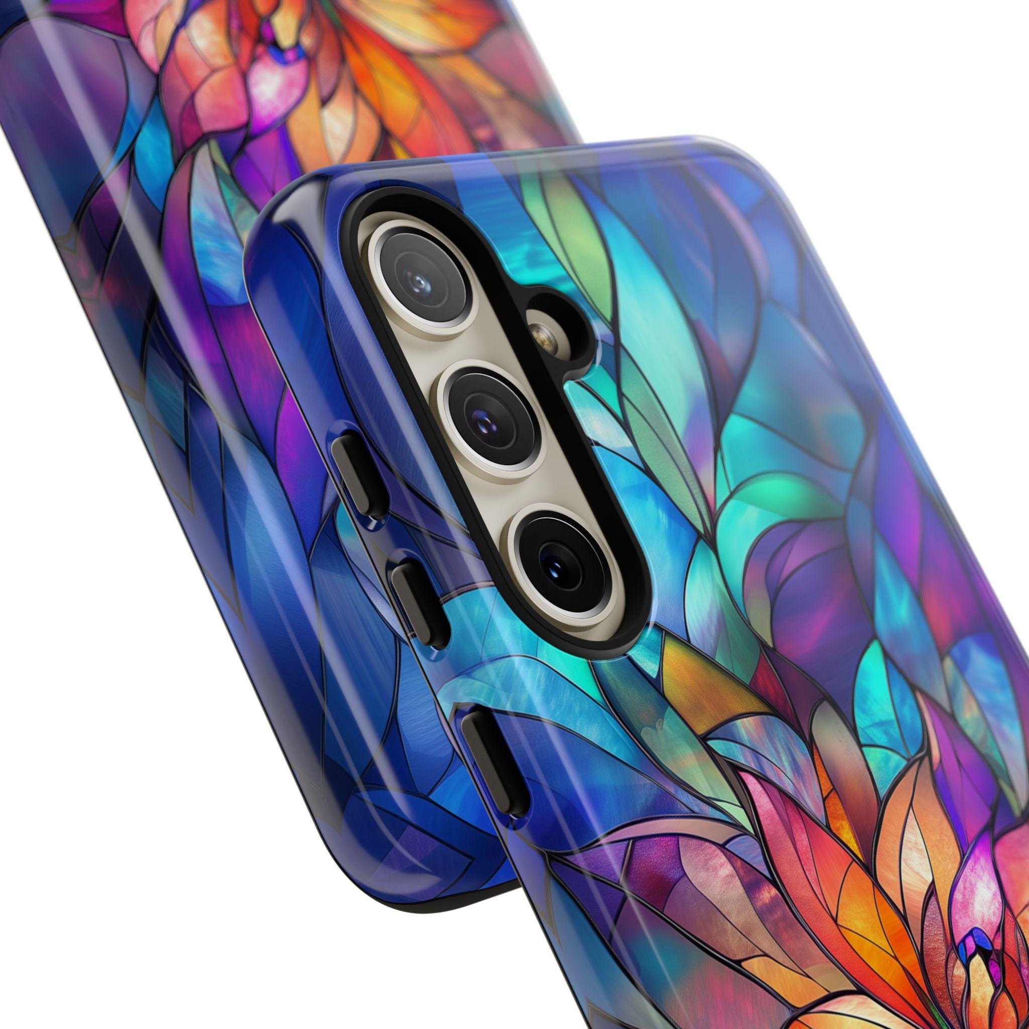 Beautiful Flower Faux Stained Glass Illusion Phone Case, Vibrant ...