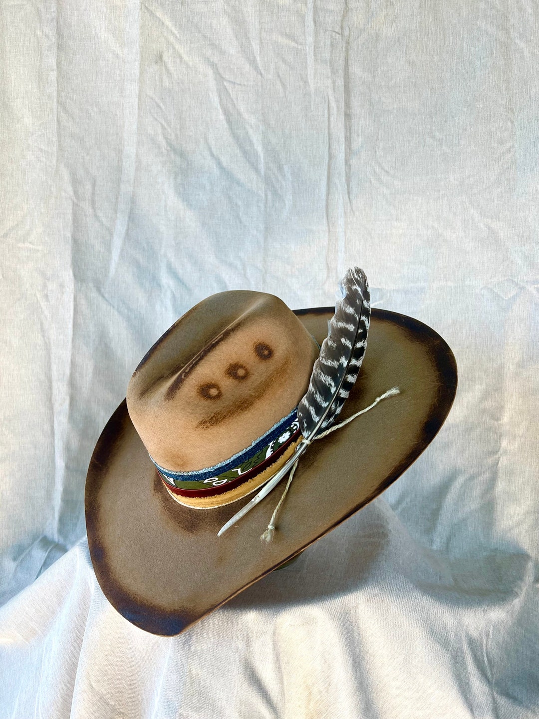 Rambler - Custom Burned Wool Felt Cowboy Hat (size 6 7/8) - Etsy